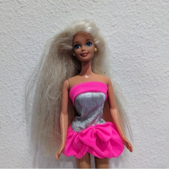 Barbie | Toys | Vintage Genuine Barbie Pink Silver Strapless Short ...